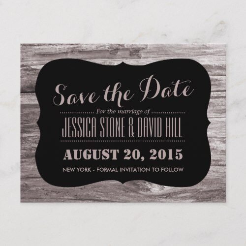 Rustic Wood Background Save the Date Announcement Postcard - Driftwood 4 Us